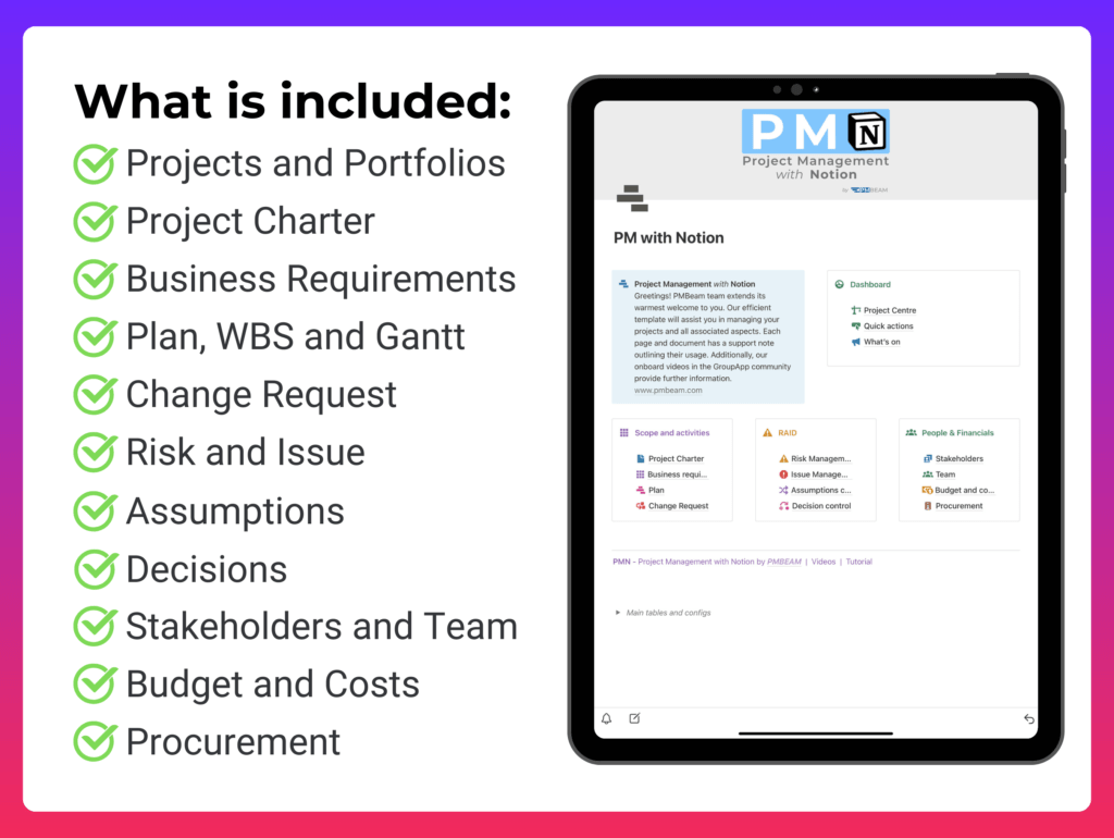 The best Project Management Notion Template - PMBeam
